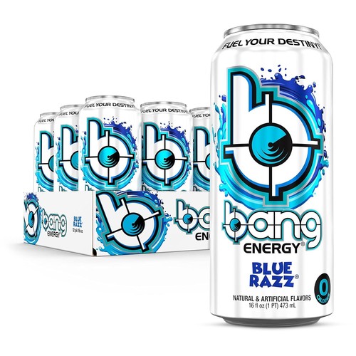 Bang Energy Blue Razz, Sugar-Free Energy Drink, 16-Ounce (Pack of 12 ...