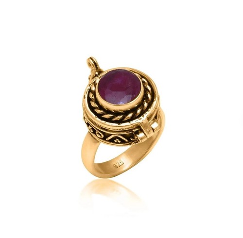 Natural Ruby Poison Ring 925 Sterling Silver Hidden Compartment Ring | eBay Australia