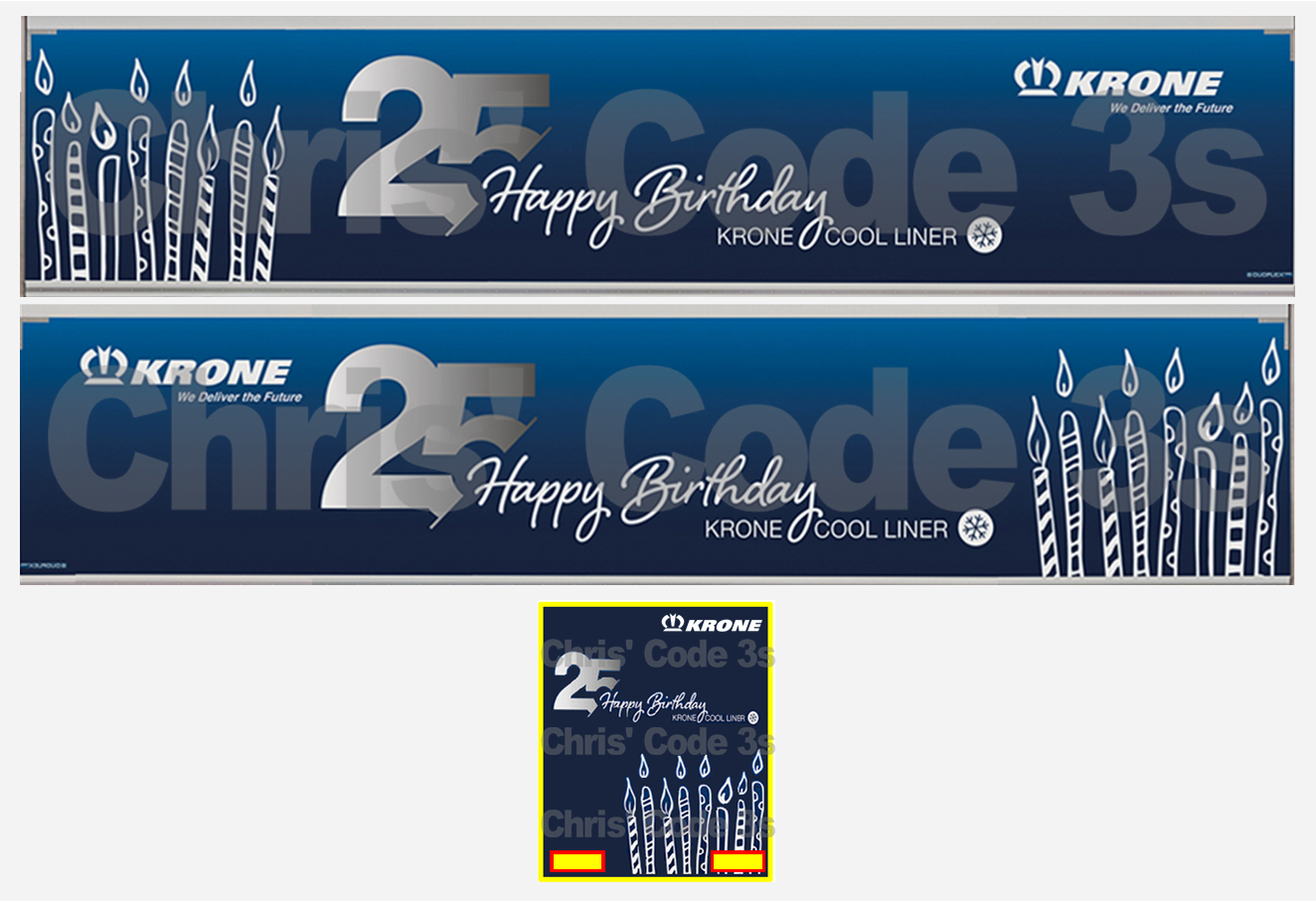 Code 3 Adhesive Vinyl Trailer Decal - Krone 25 Anniversary 1/50 1/64 1/ ...