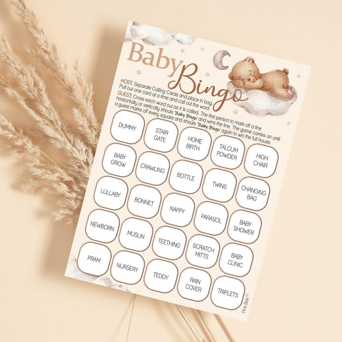 Safari Girl Baby Shower Bingo