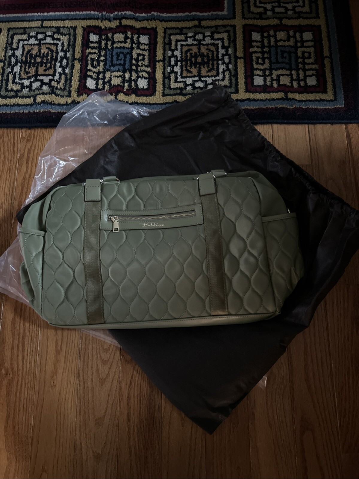 Bella Russo 18” Weekender Quilted Duffle Bag Green With Dust Bag New ...