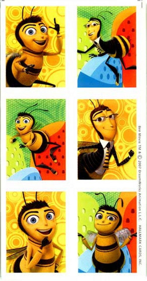 3 Sheets BEE MOVIE Scrapbook Hallmark Stickers! Bumble Bees | eBay