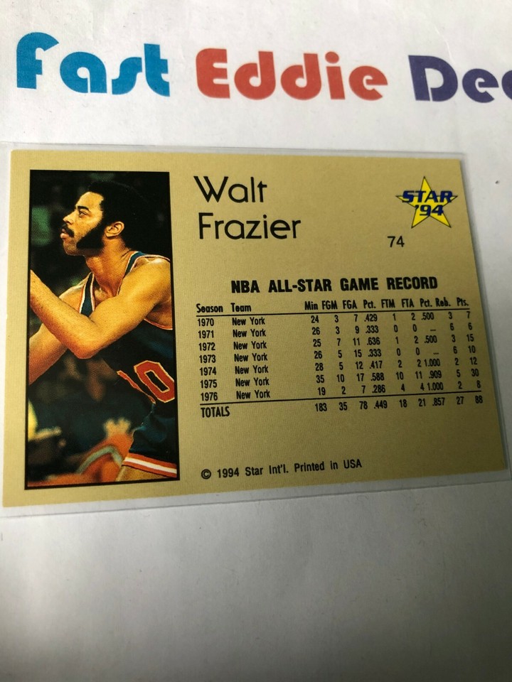 STAR INTERNATIONAL NBA BASKETBALL 1994 WALT FRAZIER CARD 74 NEW YORK ...