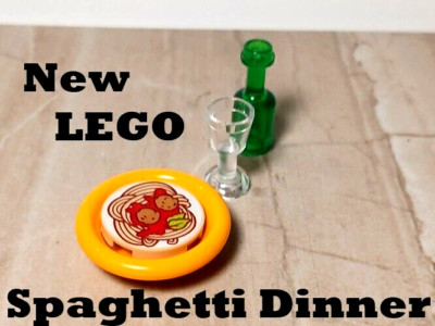 New LEGO Dinner Plate Printed Food SPAGHETTI Meatballs Noodles Spagetti ...