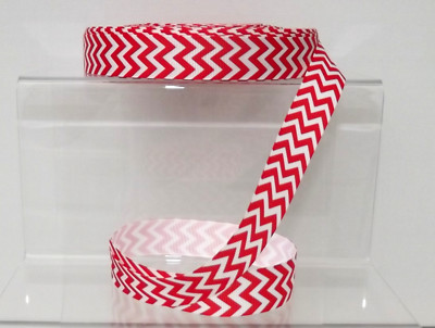 Chevron Zig Zag Grosgrain Ribbon 22mm (7/8") wide 1m 2m 5m Lengths Red ...