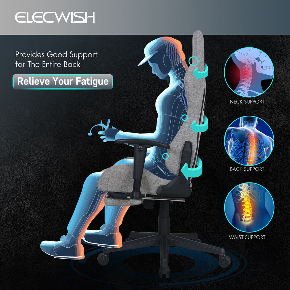 ELECWISH Gaming Chair Racing Ergonomic Office Chair PU Leather Recliner ...