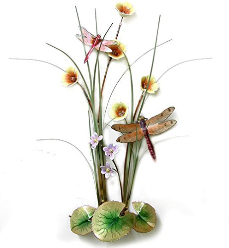 Bovano - Wall Sculpture - Double Dragonflies w/Lily, Mallows & Cattails ...