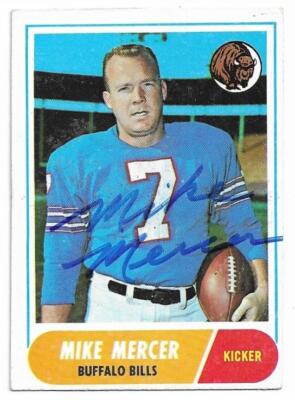 MIKE MERCER Autographed Signed 1968 Topps card #123 Buffalo Bills ...