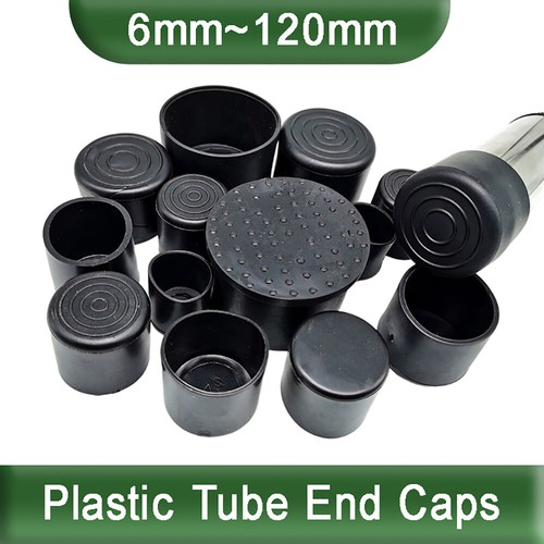 Round PVC Tube End Plug Stoppers Insert Bung Blanking Pipe Black/White ...