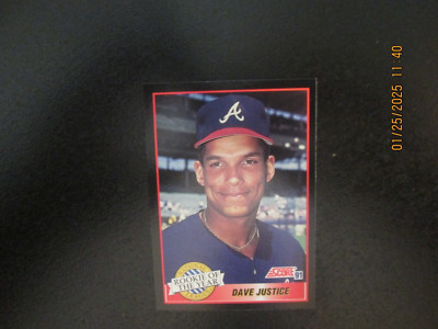 DAVE JUSTICE BRAVES 1991 SCORE ROOKIE OF THE YEAR BASEBALL CARD #880 | eBay