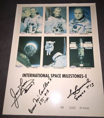 *RARE* Jim Lovell Bruce McCandless & Dzhanibekov SIGNED AUTOGRAPHED ...