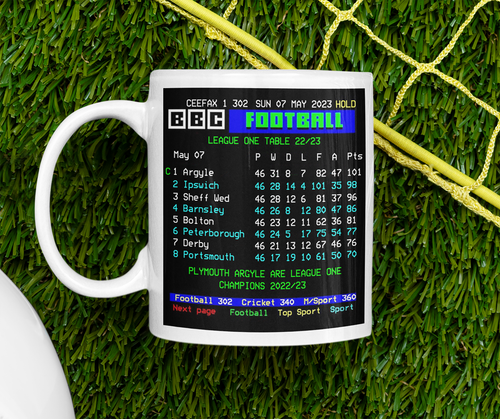 Plymouth Argyle Champions League One Table Teletext Ceefax Mug 2022/23 ...