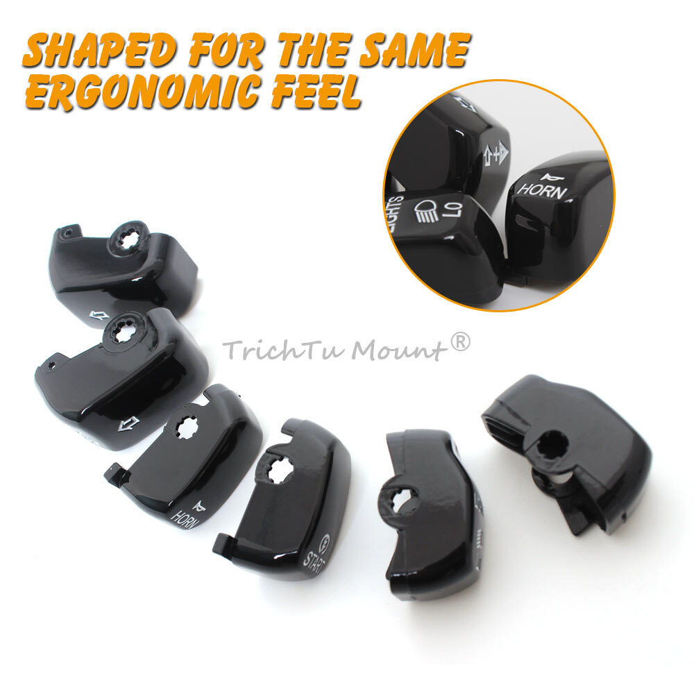6pcs Black Switch Cap Kit Button Cover For Harley Softail Sportster ...