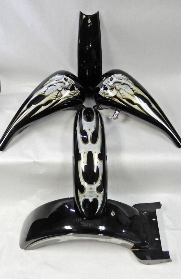 Custom BIOMECH SKULLS Paint Set TANK/FENDERS Harley SOFTAIL EVO/CUSTOM ...