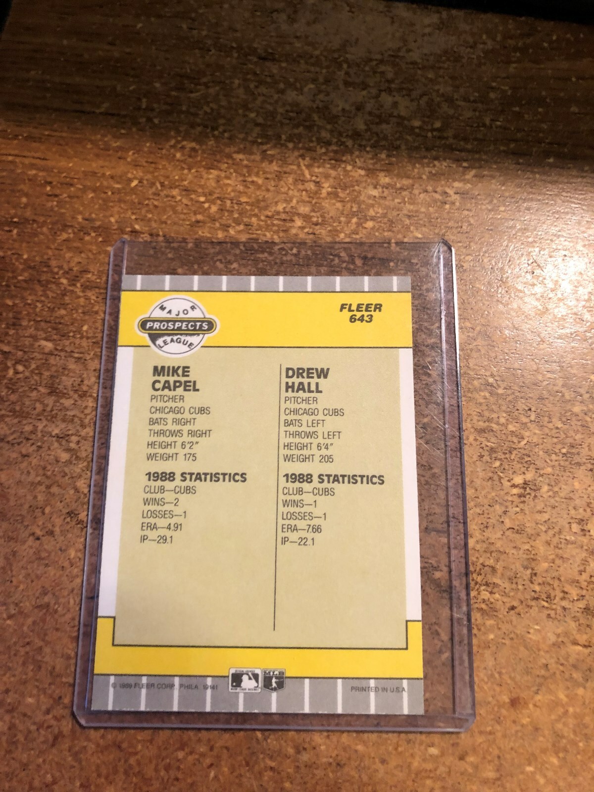1989 Fleer Baseball # 643 Major League Prospects Cubs Mike Capel & Drew ...