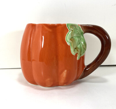 NEW Figural PUMPKIN Coffee MUG Tea Cup 16oz ORANGE Halloween ...
