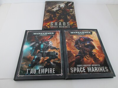 Lot of 3 Warhammer 40k Hardcover Books Space Marines Chaos T'AU Empire ...