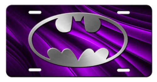 Simulated Steel Look Batman Logo Aluminum License Plate Tag New Silver ...