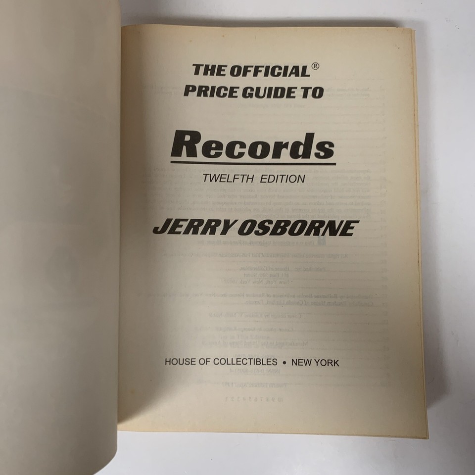 Official Price Guide To Records - Jerry Osborne - 12th Edition | eBay
