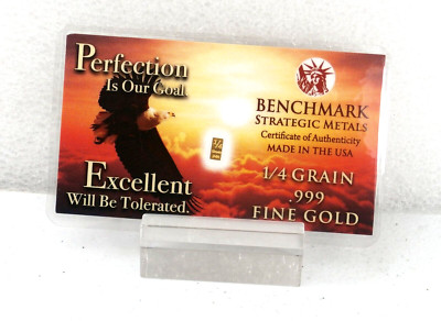 GOLD BAR 999 FINE PURE 1/60 GRAM PERFECTION IS OUR GOAL CARDED GOLD BAR ...