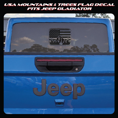 USA Mountain & Trees Flag Sliding Window Decal Fits Jeep Gladiator 2020 ...