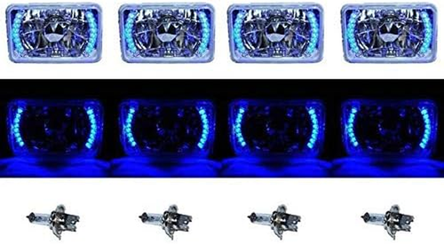 4X6 Blue Led Halo Drl Halogen Headlight Headlamp Light Bulbs Crystal ...