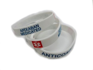 2x APIXABAN medicated Medical Alert Wristband bracelet silicone ...