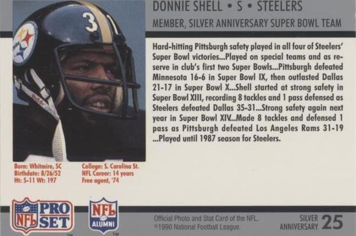 1990 Pro Set Super Bowl XXV Binder Set Donnie Shell #25 for sale | eBay