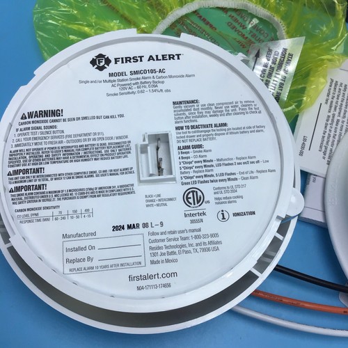 New Model SMICO105-AC Smoke & Carbon Monoxide Alarm First Alert SC9120B ...