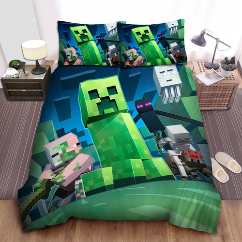 “Minecraft Monsters” Illustrated Bedding Sets: Duvet Cover & Bed Sheets ...