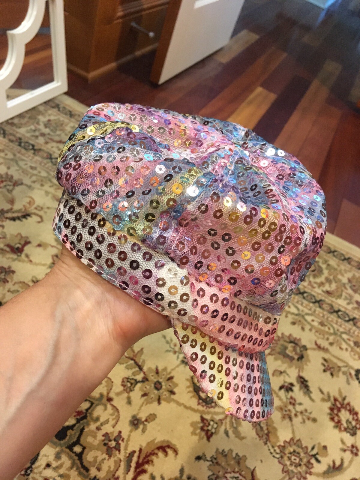 Youth Tween ( 11 years old) Rainbow Pastel Sequin Engineer Hat Sparkle ...