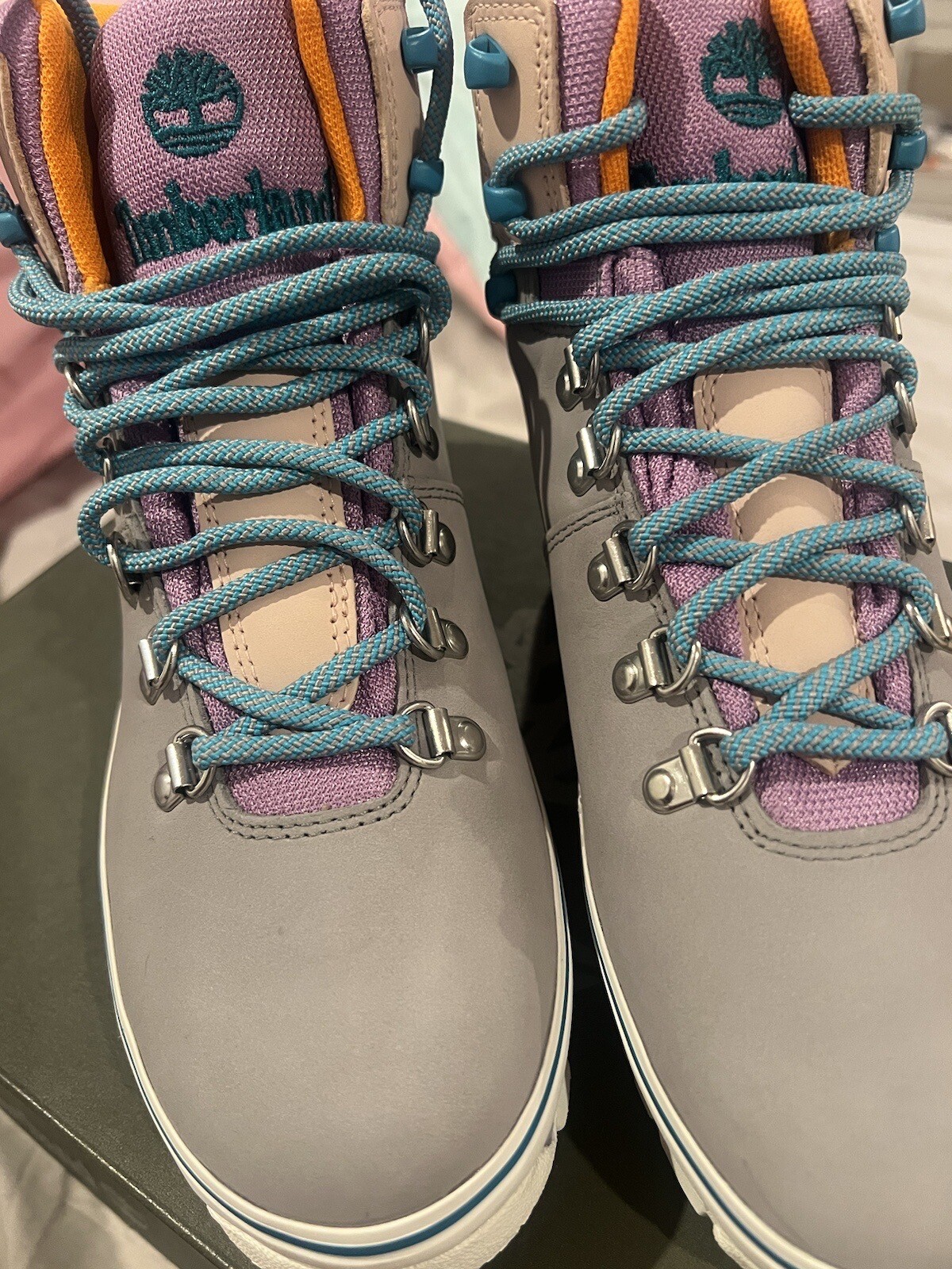 Timberland Euro Hiker Boot Women's Size 9 Gray Purple Turquoise $130 | eBay