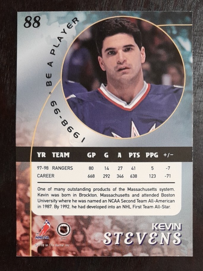 1998 - 1999 ITG Be A Player Kevin Stevens Rangers #88 Hockey Card | eBay