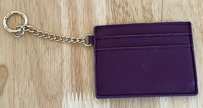Iman Mini Skinny Key Chain Card ID Case Holder Wallet Burgundy New Slim ...