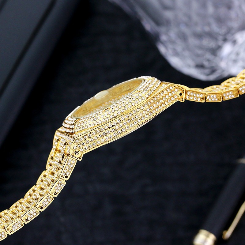 Luxury Hip Hop Custom Bling Ice out Men's Watch Iced Gold Diamond ...