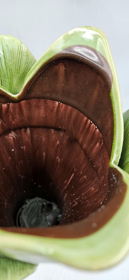 Vintage Green Tobacco Leaf Cabbage Leaf Vase Jardiniere 11.25" Tall | eBay