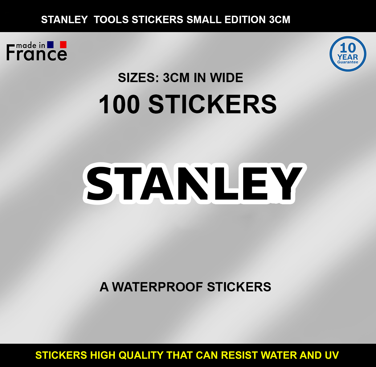 STANLEY AUTOCOLLANT WATERPROOOF STICKERS SMALL SIZES 3CM VINYLE ...