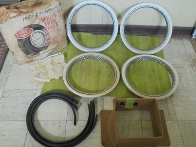 NOS 59-64 Ford ROTUNDA White Wall Trim Beauty Rings 14" Wheel Hubcap ...