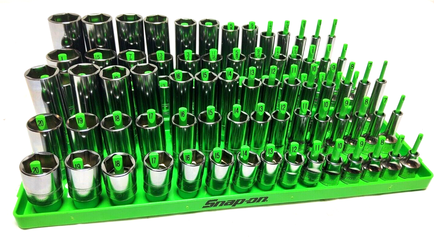 New Snap-on™ 84pc 3/8" drive Metric SAE 6-point Master Socket Set Green ...
