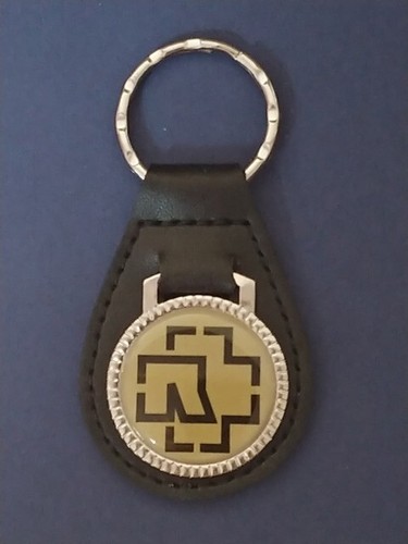 Rammstein genuine black grain leather keychain key fob Old stock ...