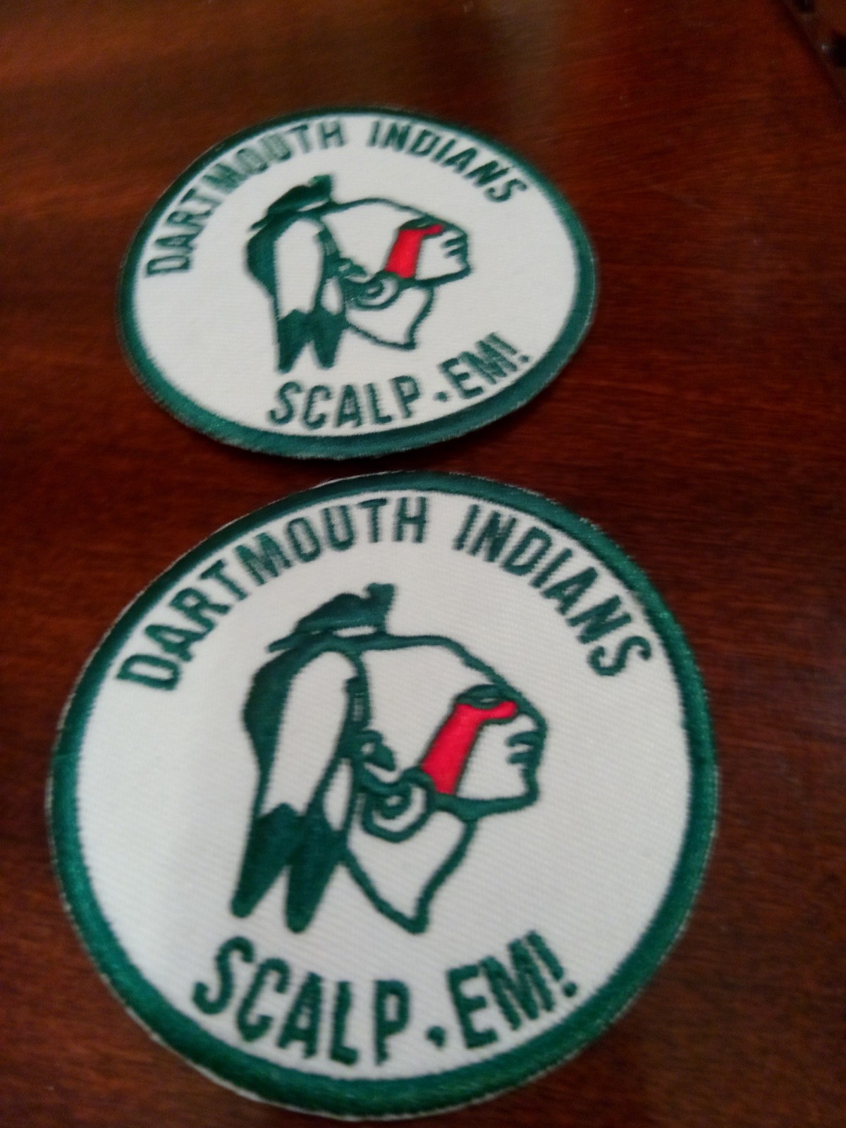 (2) DARTMOUTH INDIANS SCAP EM VINTAGE EMBROIDERED IRON ON PATCH lot 3 ...