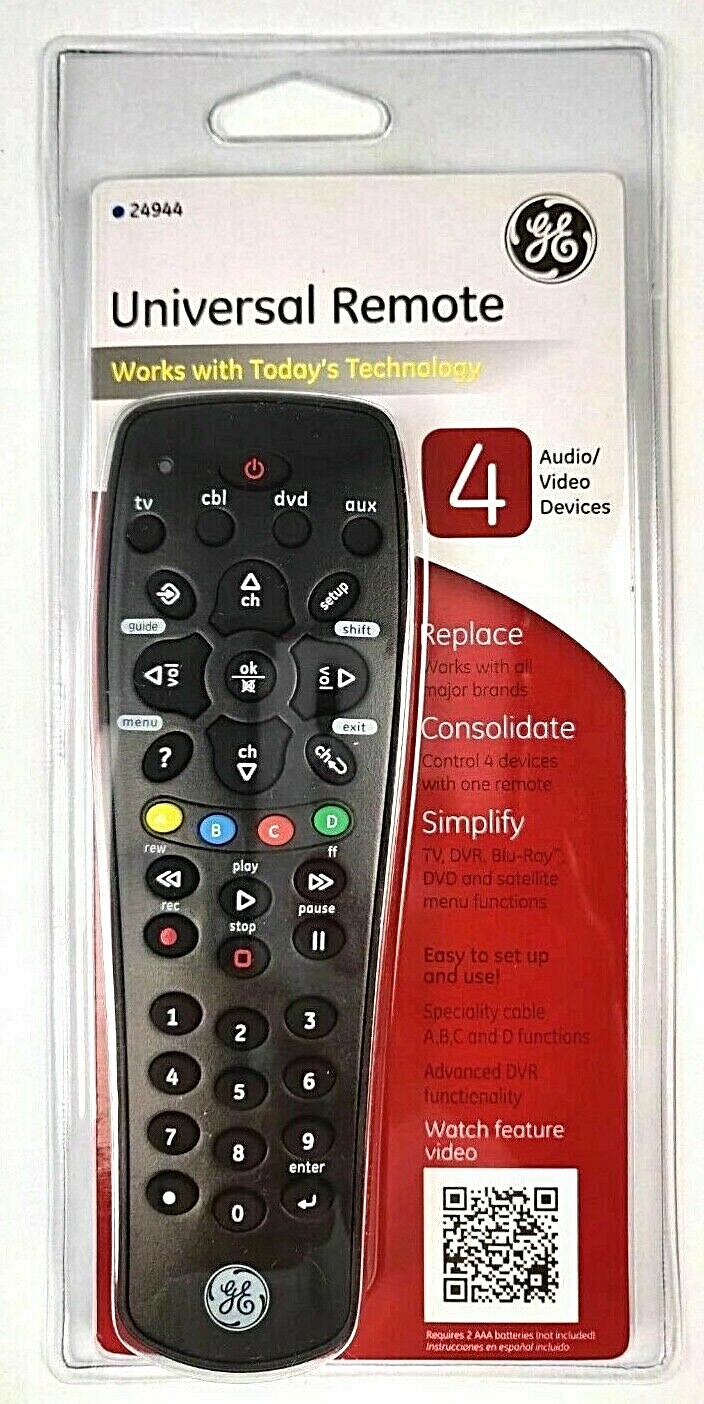 GE Universal Remote 4 Audio / Video Devices 24944 Factory Sealed NEW | eBay