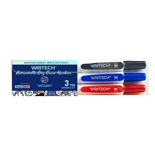 WRITECH Retractable Refillable Dry Erase Markers Asst Colors 3/Pk ...
