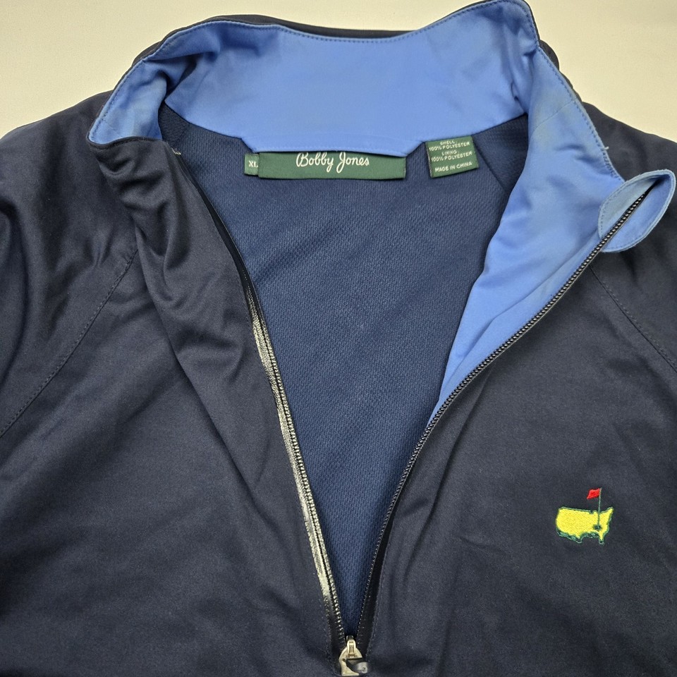 Masters Golf X Bobby Jones Jacket Mens XL Blue Pockets Lined Logo | eBay