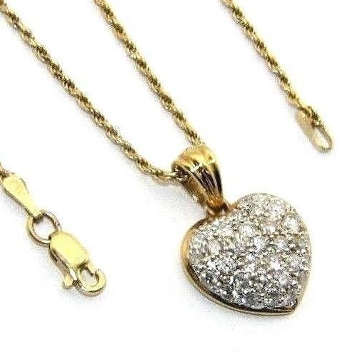 Ladies womens 18K 18ct gold 17" chain & pendant with 1 full carat of ...