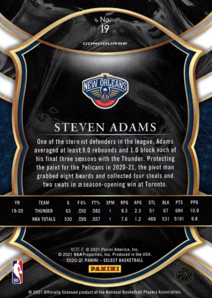 2021 Panini Select Steven Adams Concourse Card #19 NBA | eBay