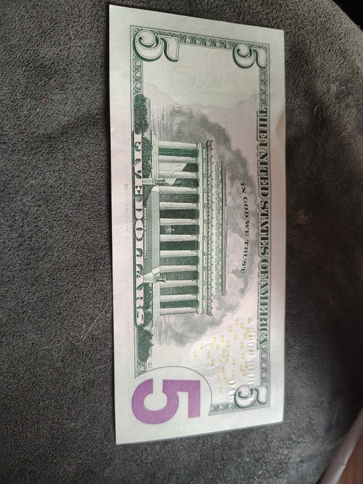 2021 $5 star note with unique serial number. All even numbers. Very low ...