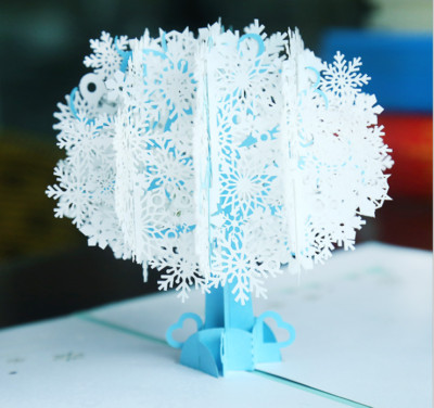 3D Pop Up Tree covered with Snowflake Greeting Holiday Card Merry ...