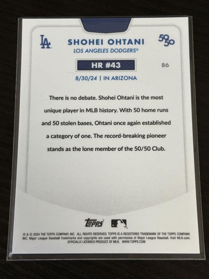 Ohtani Shohei 50/50 Chrome HR 43 Blue Refractor /150 Baseball Card | eBay
