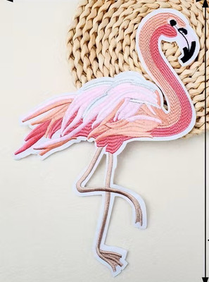 Flamingo Embroidered Iron-On patch 5+3/4 x 4 inch | eBay